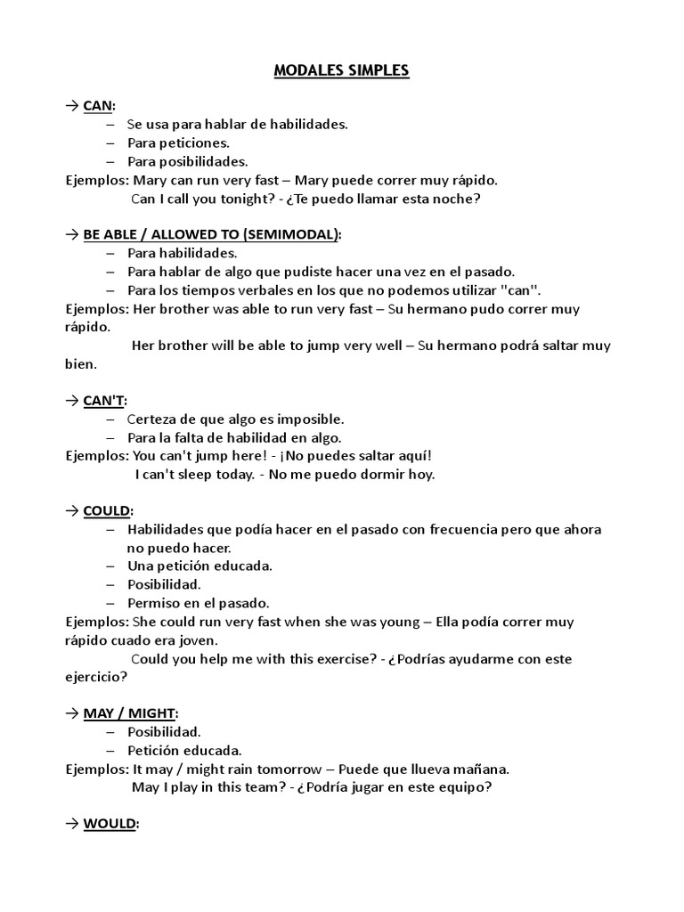 Modales Simples | PDF