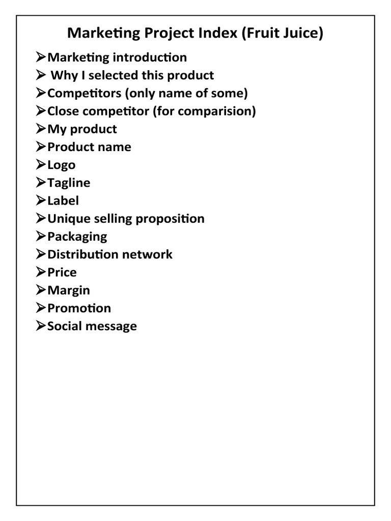 Marketing Project Index | PDF
