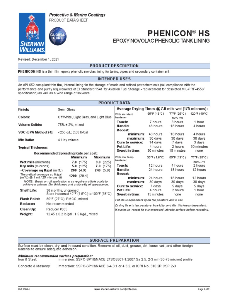 Phenicon HS PDS | PDF | Epoxy | Humidity