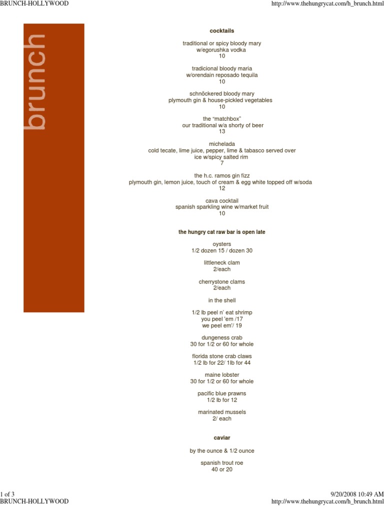 Brunch Menu | PDF | Salad | Foods