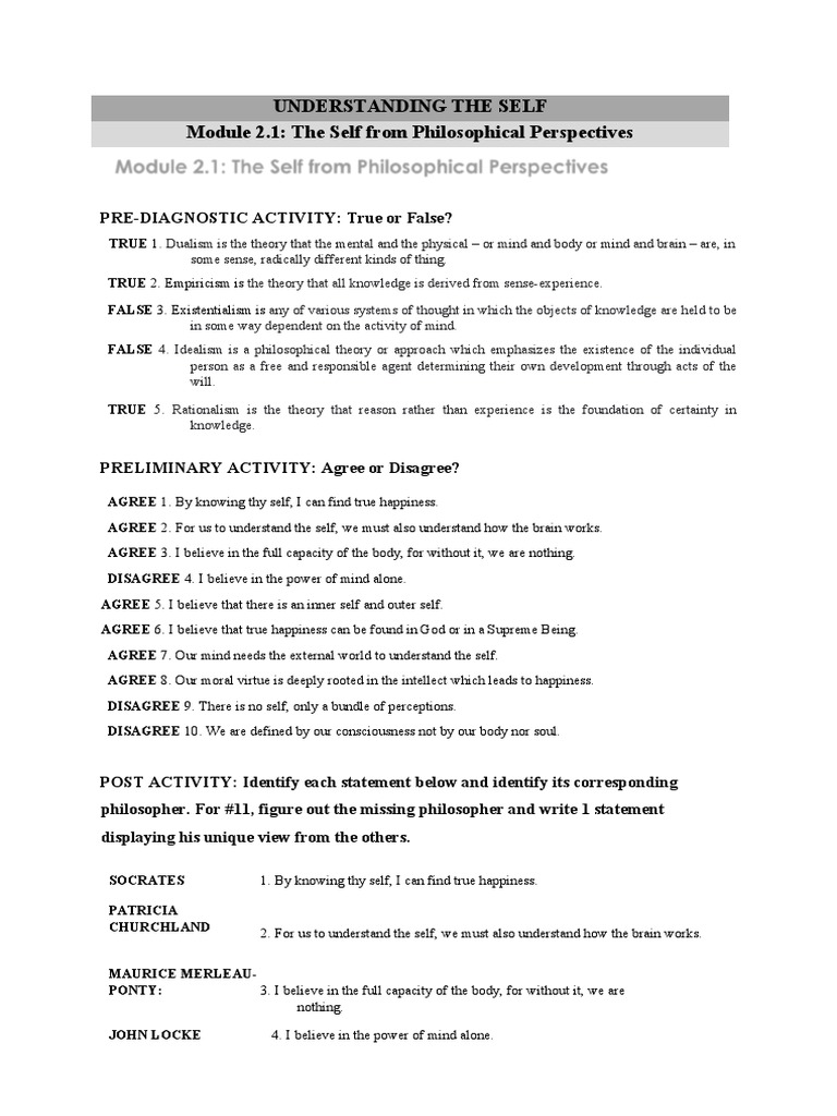 Clairyssa Myn Caballero - 3 - Uts Module 2.1 Worksheet | Download Free PDF | Philosophy Of Self ...