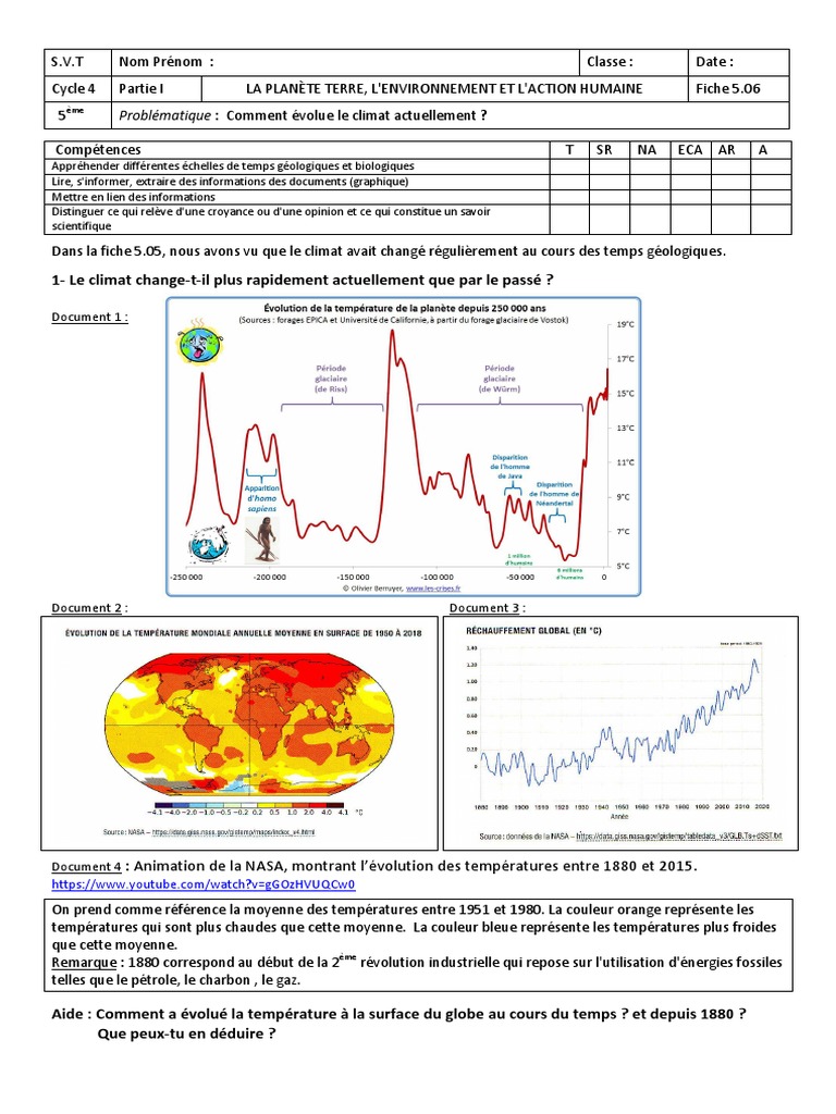 2122 - Fiche 5.06 Climatactuel - Correction | PDF | Gaz à effet de serre | Atmosphère de la Terre