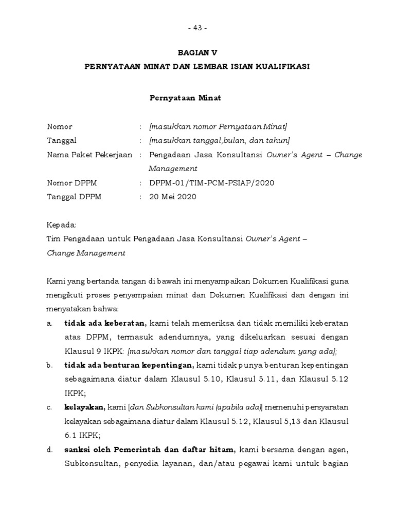 Contoh Surat Minat (LKPP) | PDF