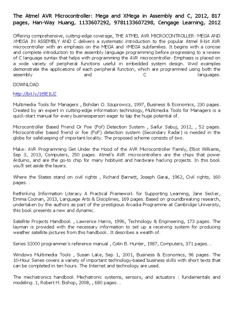 Fdocuments - in The Atmel Avr Microcontroller Mega and Xmega in Atmel ...