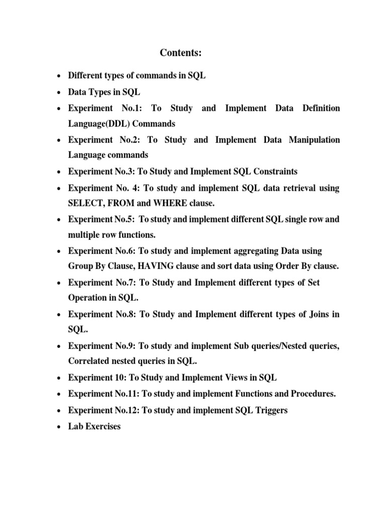 Cse2012 Dbms Lab Expts 1 6 Pdf Table Database Sql 