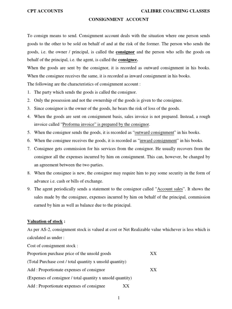 Consignment Account | Download Free PDF | Debits And Credits | Expense