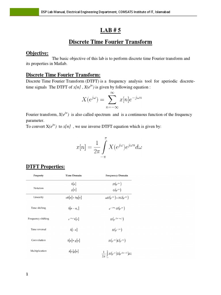 Lab 5 DTFT | PDF | Digital Signal Processing | Fourier Transform