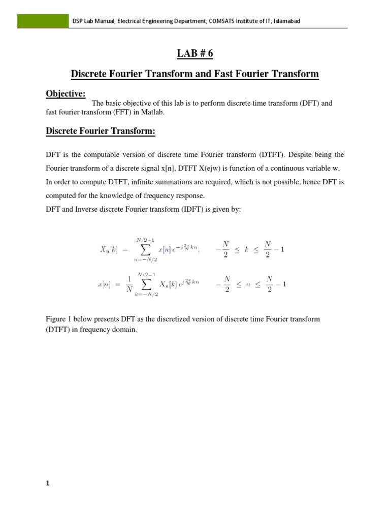 Lab 6 DFT and FFT | PDF | Discrete Fourier Transform | Fast Fourier Transform