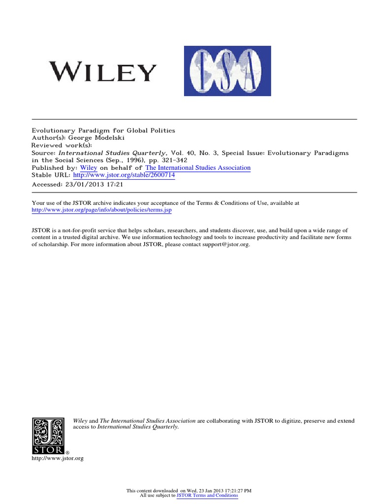 George Modelski-evolutionary Paradigm for Global Politics | PDF ...