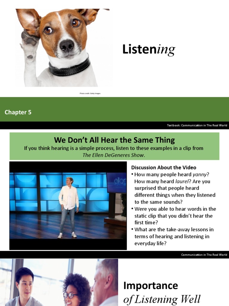 COM100 CH 5 PPT 'Listening' | PDF | Communication | Cognitive Science