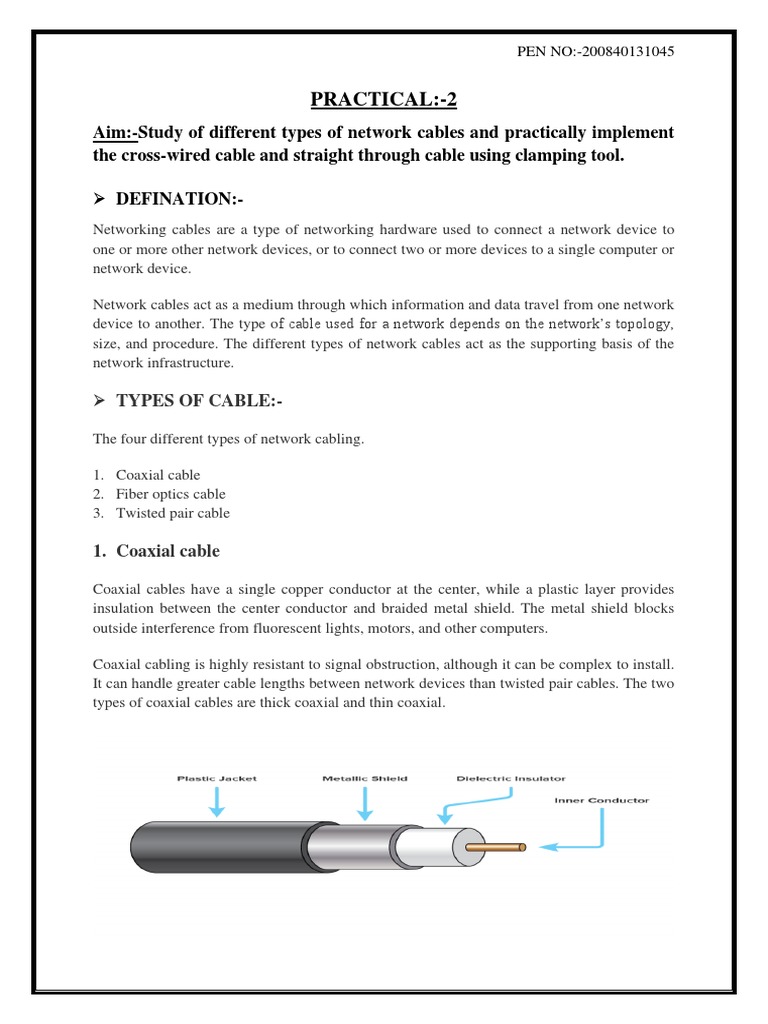 Practical: 2 | Download Free PDF | Coaxial Cable | Computer Network