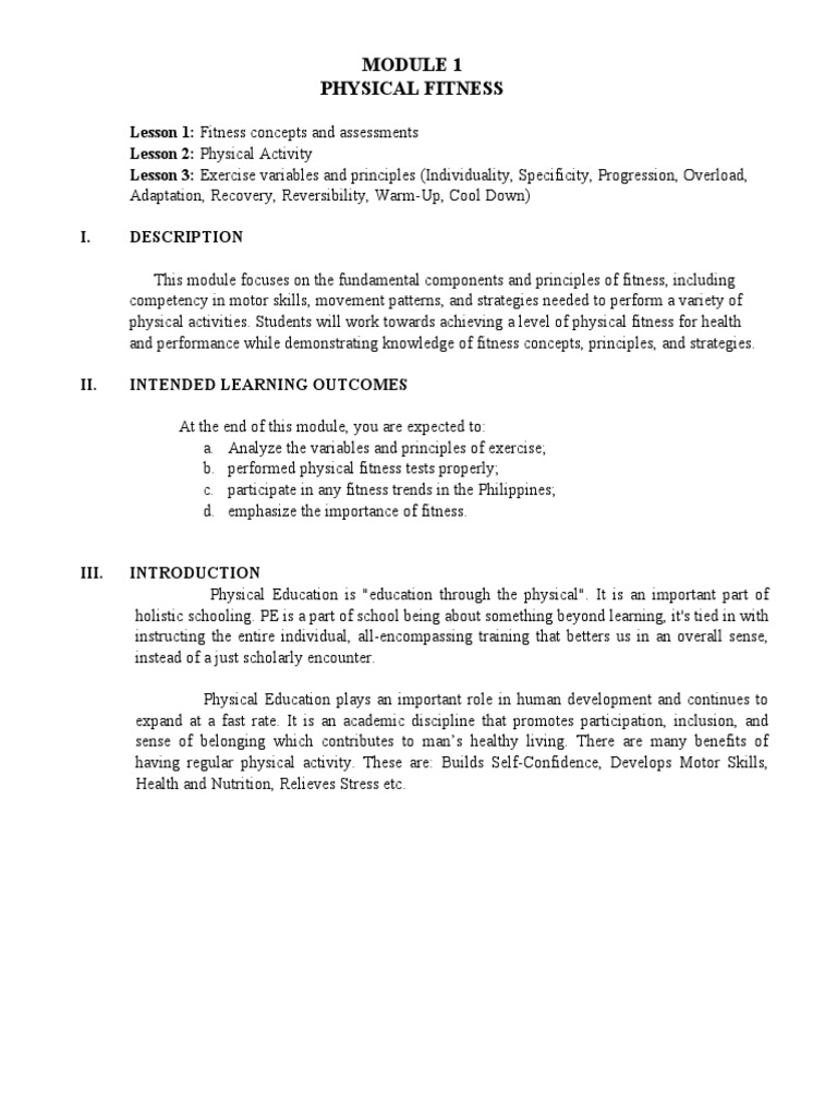 Module 1 PATHFIT | PDF | Physical Fitness | Flexibility (Anatomy)