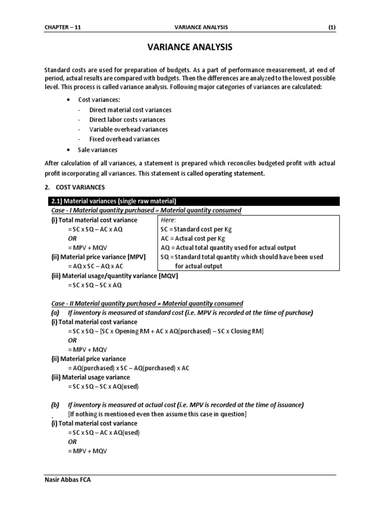 Chap 11 - Variance Analysis | PDF | Variance | Labour Economics