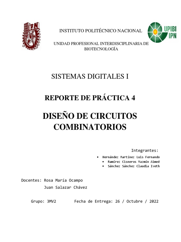 Equipo 1-Práctica 4-Sistemas Digitales | PDF | Puerta lógica | Lógica matemática