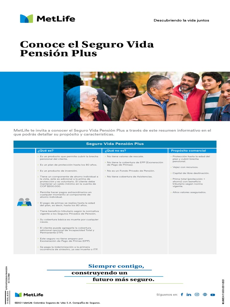 MetLife FichaTecnica PensionPlus PDF V2 | PDF | Seguro | Pensión