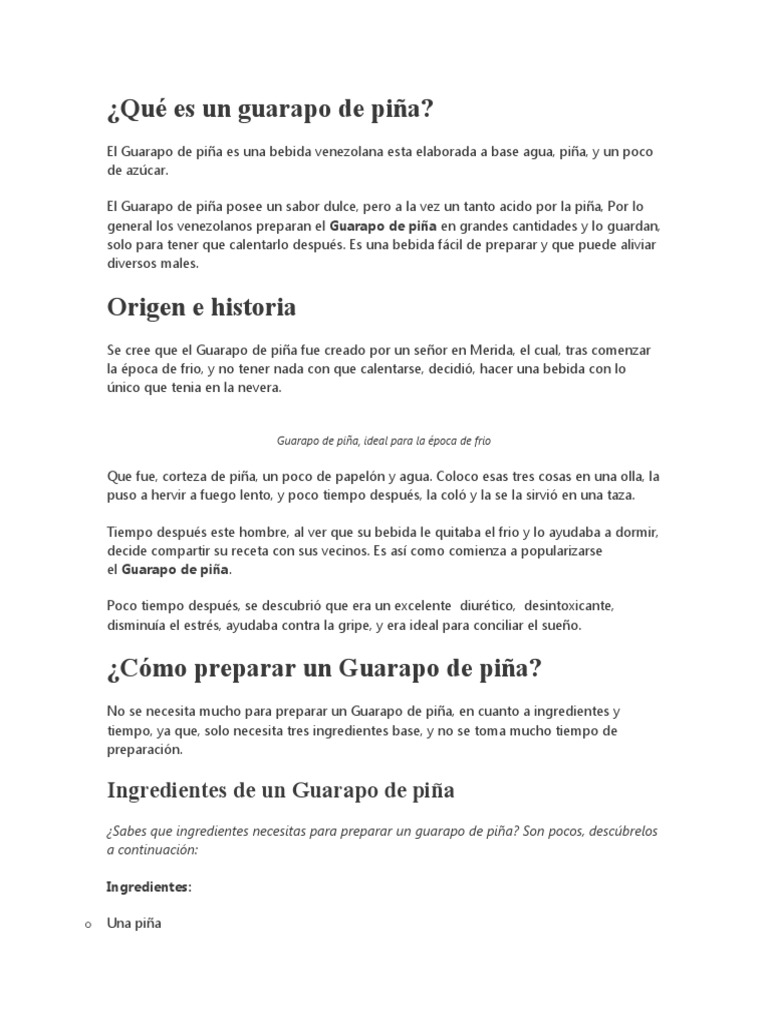 Qué Es Un Guarapo de Piña | PDF | Piña | Cocina
