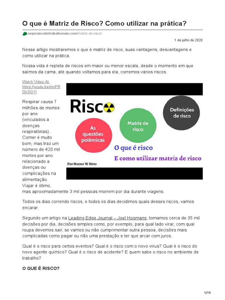 O Que É Matriz de Risco Como Utilizar Na Prática | PDF | Probabilidade ...