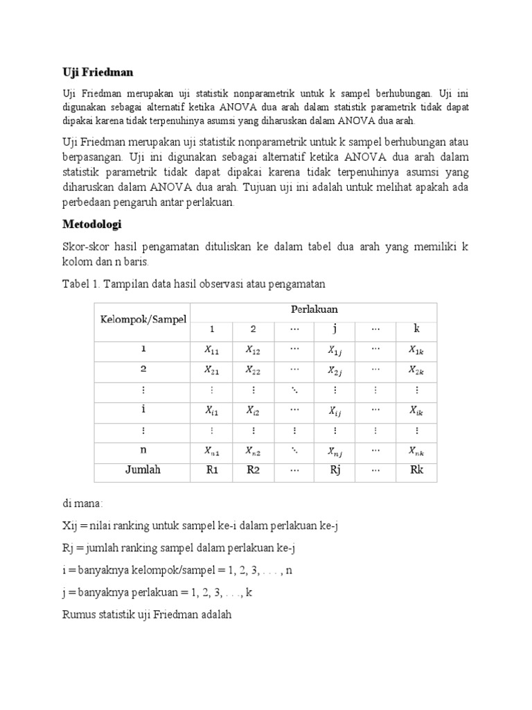 Teori Uji Friedman | PDF