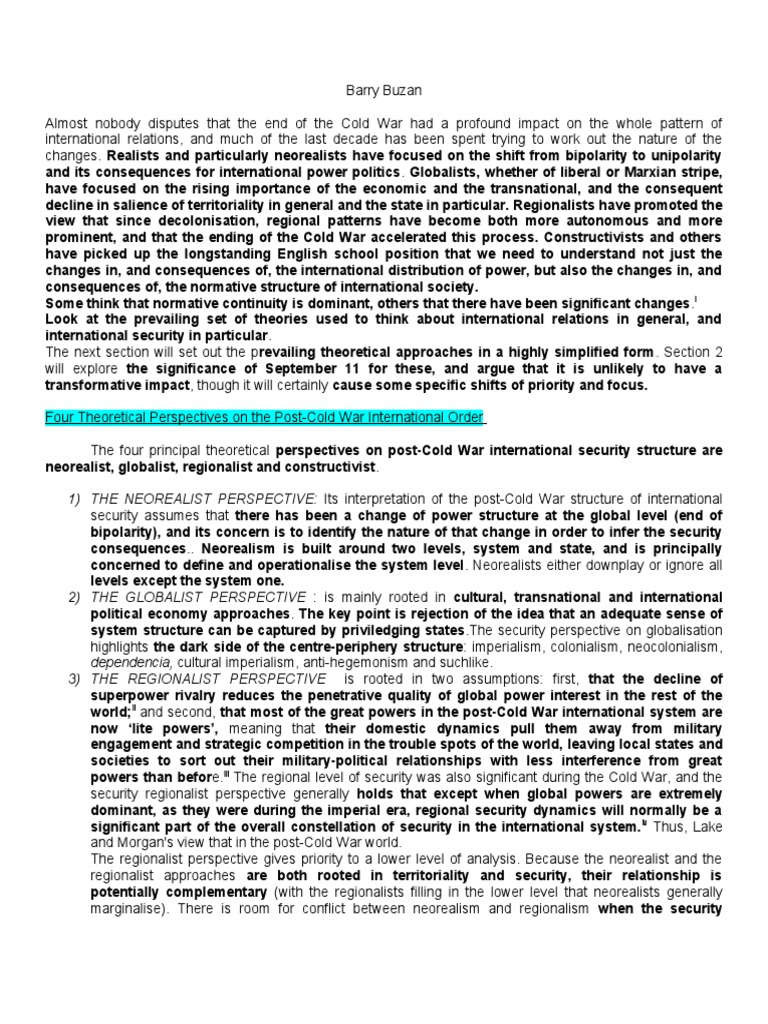 Barry Buzan - The Implications of 9-11 in IR Theory | PDF ...