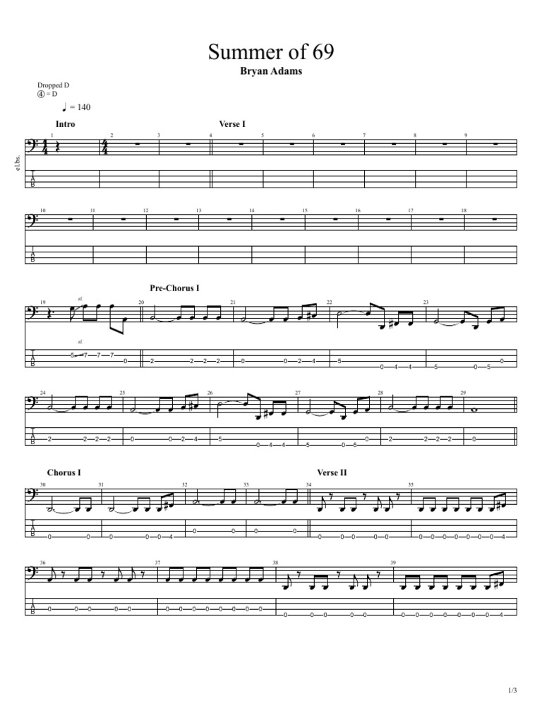 Bryan Adams - Summer of 69 | PDF | Song Structure | Songs