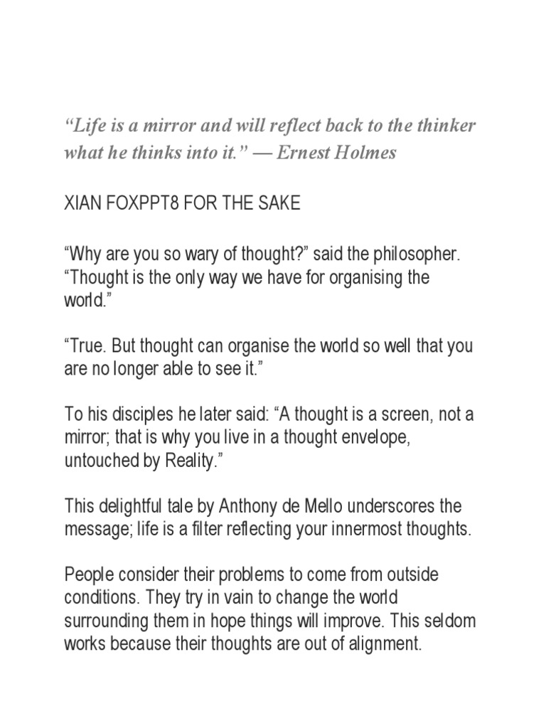 The Mirror of Reality: How Our Thoughts Shape Our World | PDF | Thought ...