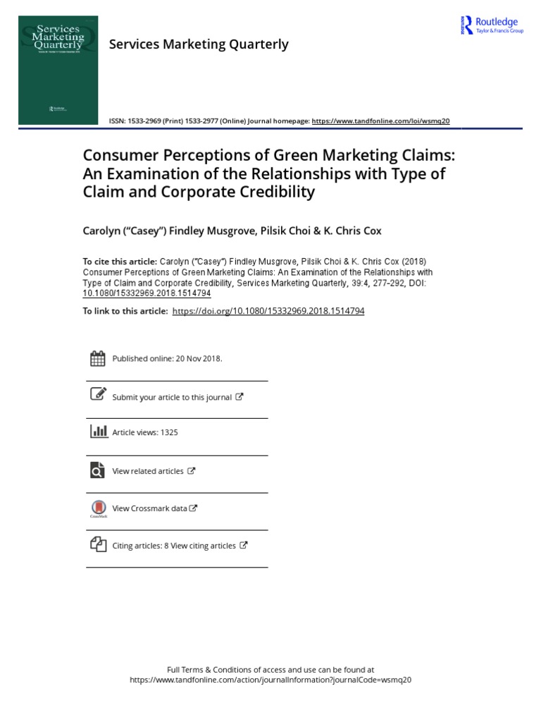 Consumer Perceptions of Green Marketing Claims An Examination of The ...