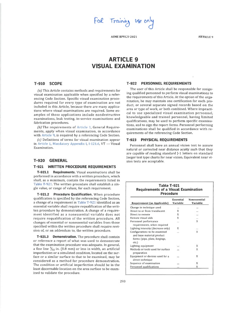 ASME Sec-V Artile - 9 2021 | PDF