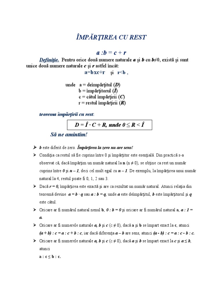 2 Impartirea Cu Rest | PDF