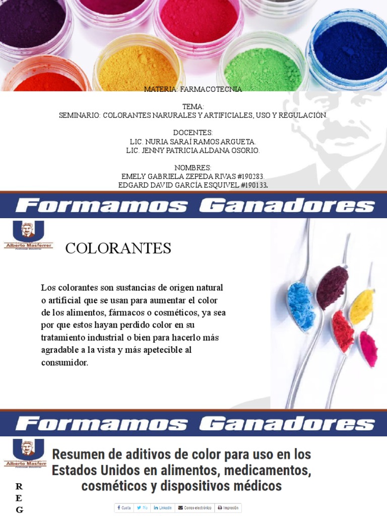 Colorantes: Naturales y Artificiales | PDF | Comida y bebida | Nutrición