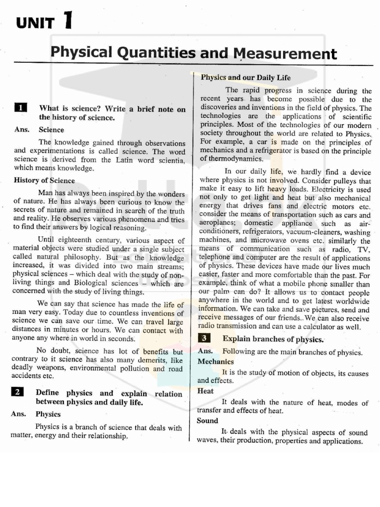 9th Physics Chapter 1 | PDF
