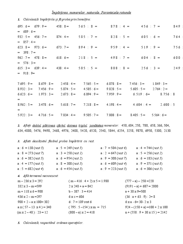 Impartirea. Ordinea Operatiilor | PDF