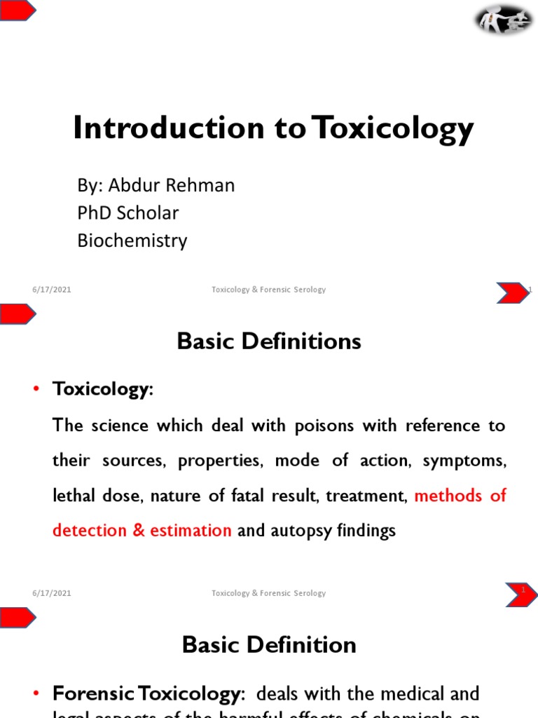 Introduction To Toxicology: By: Abdur Rehman PHD Scholar Biochemistry ...