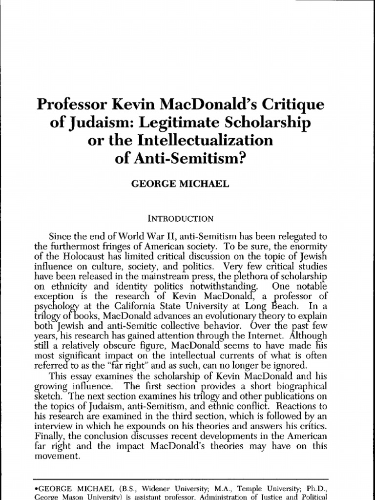 MacDonald's Evolutionary Theory of Judaism | PDF | Neoconservatism ...