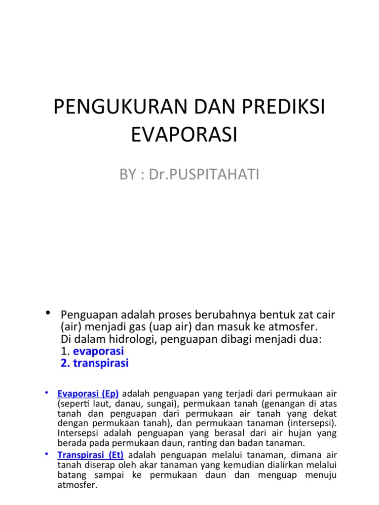 Pengukuran Dan Prediksi Evaporasi | PDF