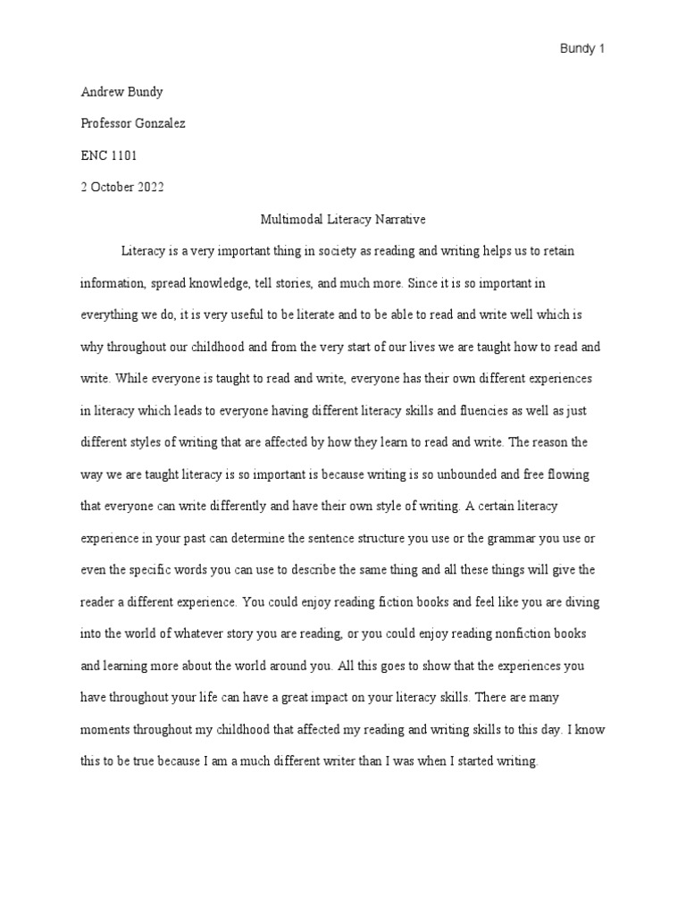 Multimodal Literacy Narrative 1 | PDF | Literacy | Harry Potter