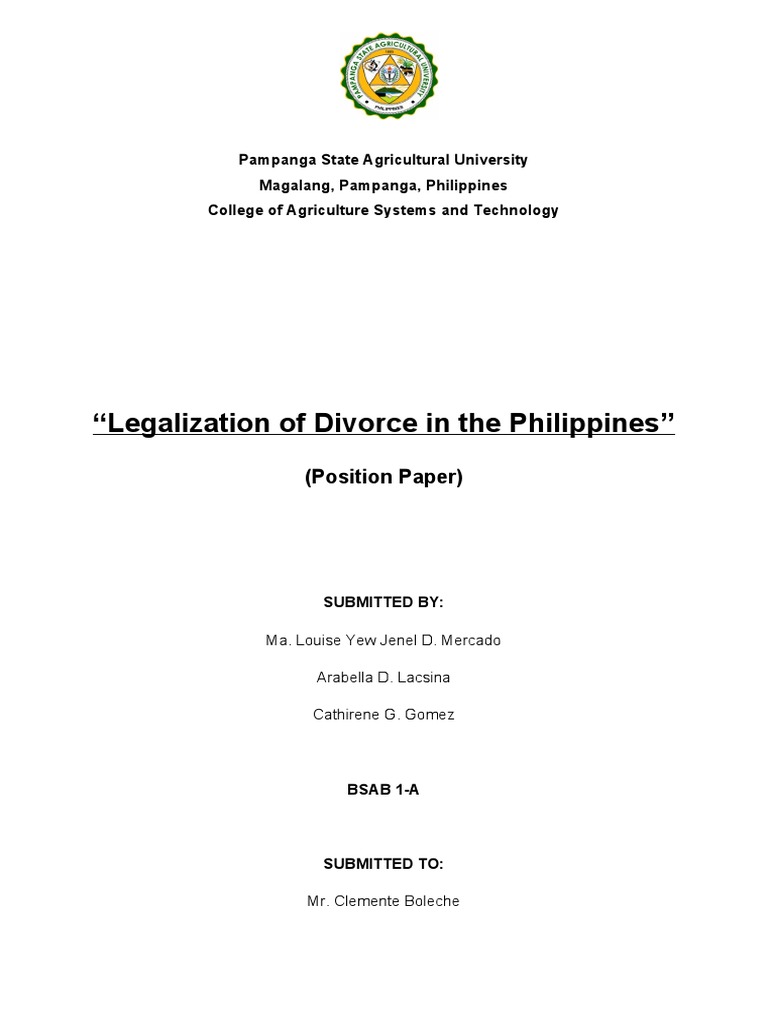 Position Paper Divorce | PDF | Divorce | Marriage