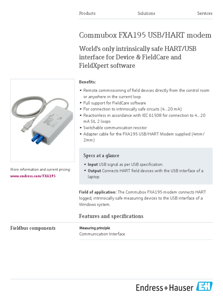 Endress-Hauser Commubox FXA195 EN | PDF