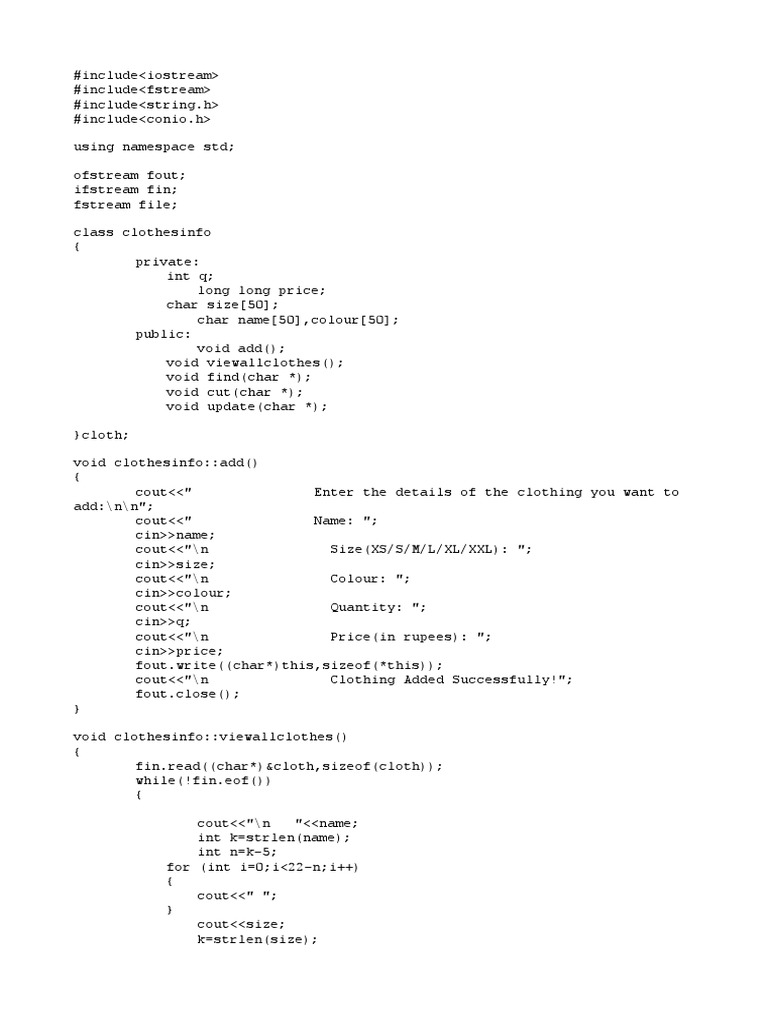 Clothing Management System | PDF | Models Of Computation | Software