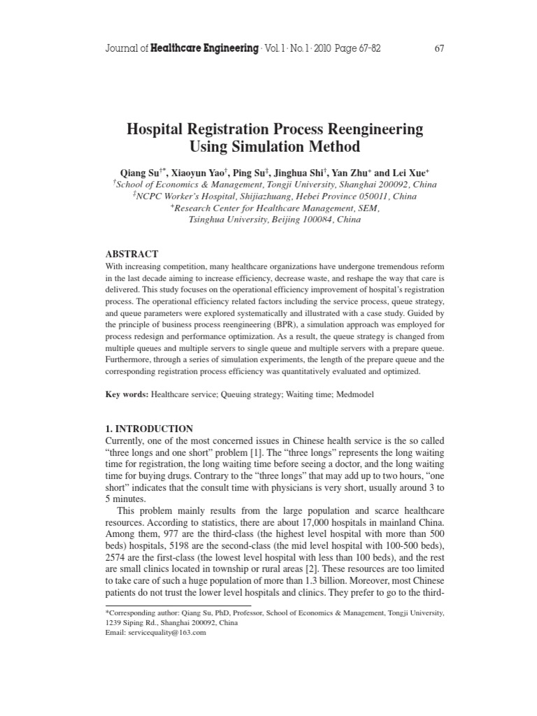 Hospital Registration Research Paper | PDF | Simulation | Health Care