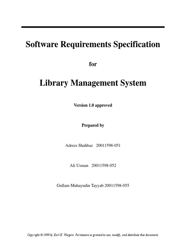 Library Management System SRS | PDF | Databases | Libraries
