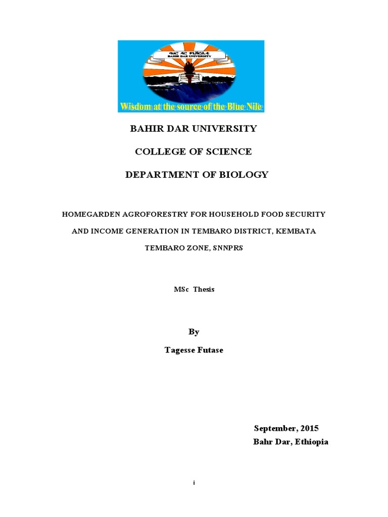 Homegarden Agroforestry For Household Food Security and Income ...