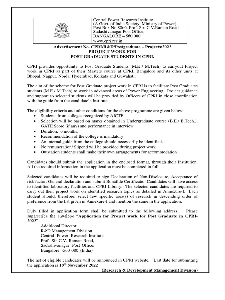 Opportunity for Postgraduate Students to Conduct Power Engineering ...