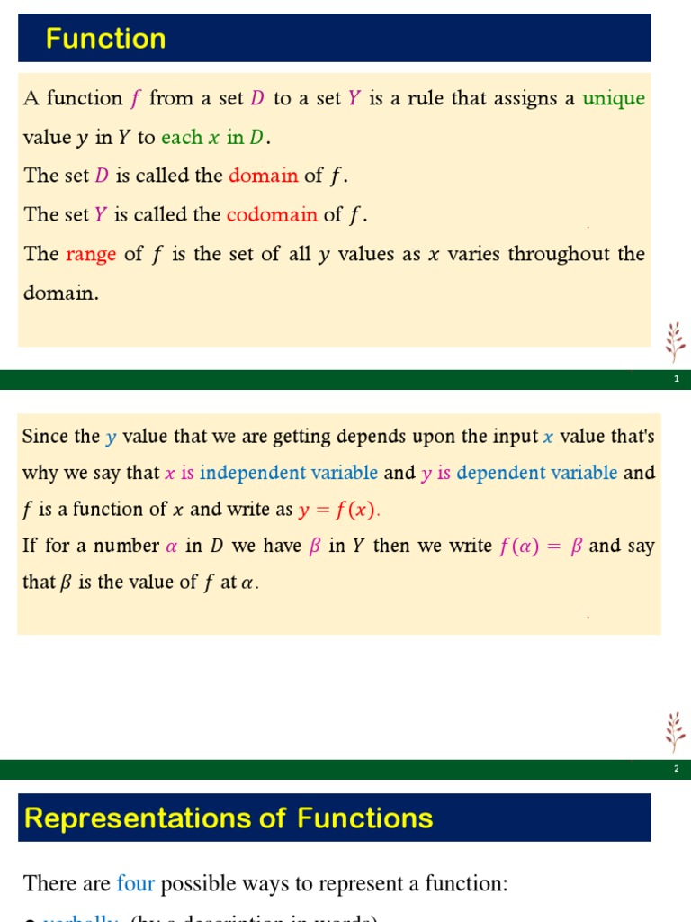 Function Representations | PDF