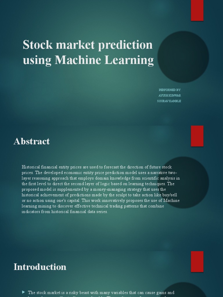 Stock Market Prediction Using Machine Learning | PDF | Machine Learning | Prediction