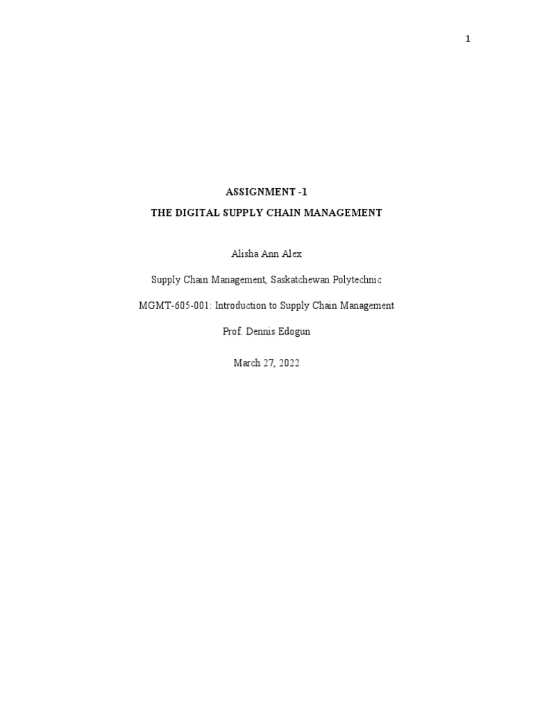 SCM Alisha Assignment1 | PDF | Supply Chain | Supply Chain Management