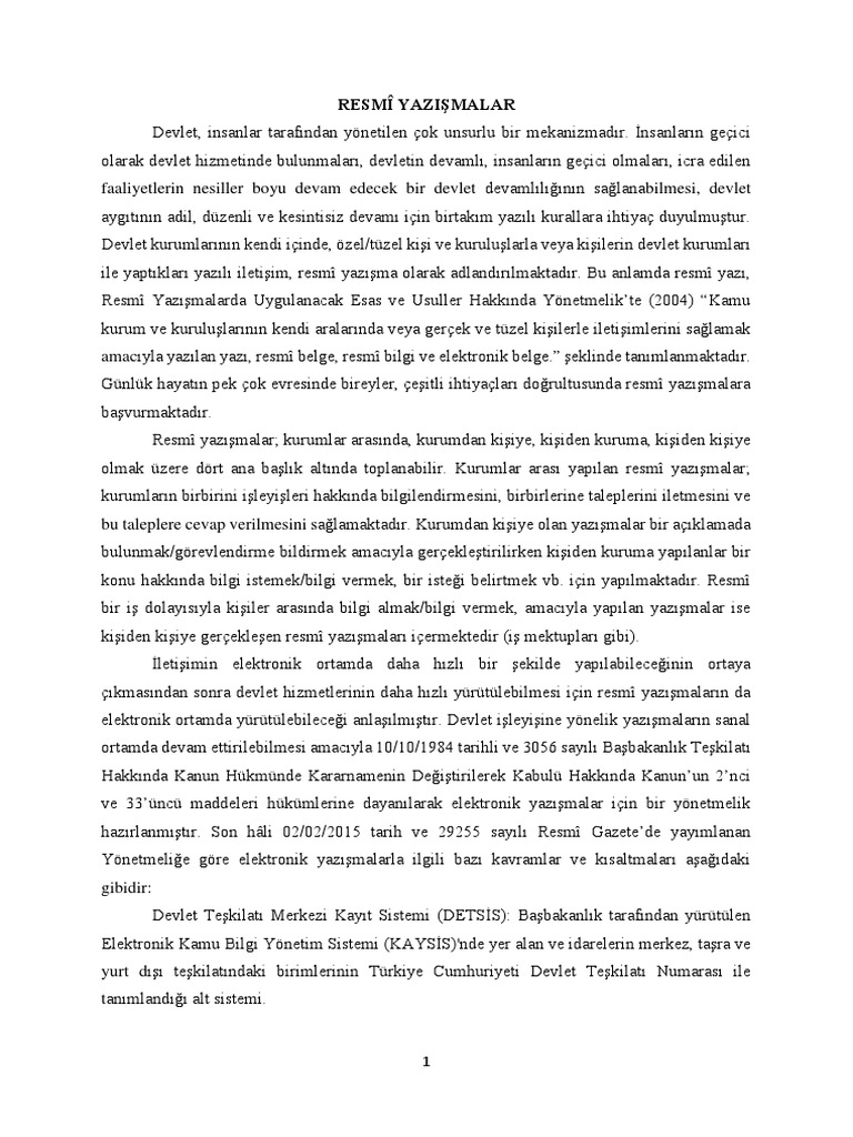 Resmi̇ Yazişmalar Türk Di̇li̇ 2 Ders Notu | PDF