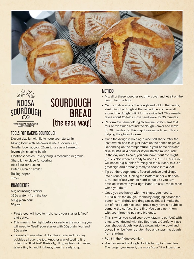 Noosa Sourdough Bread Recipe | PDF | Dough | Breads