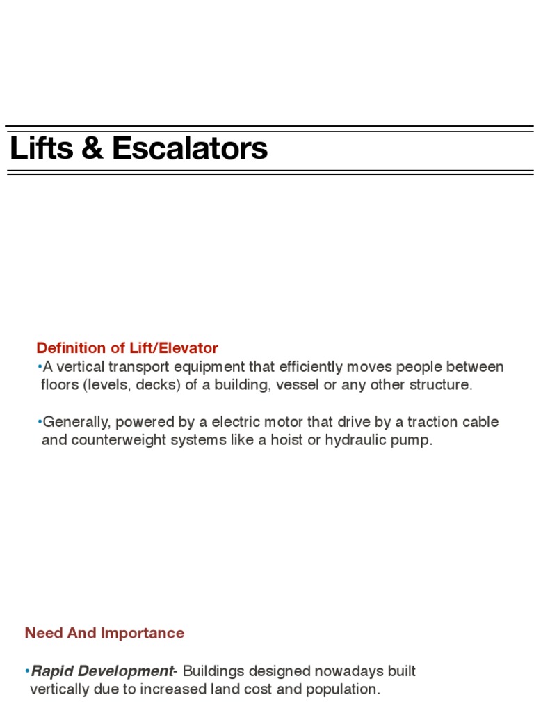 Lifts and Escalators 2.0 | PDF | Elevator | Escalator