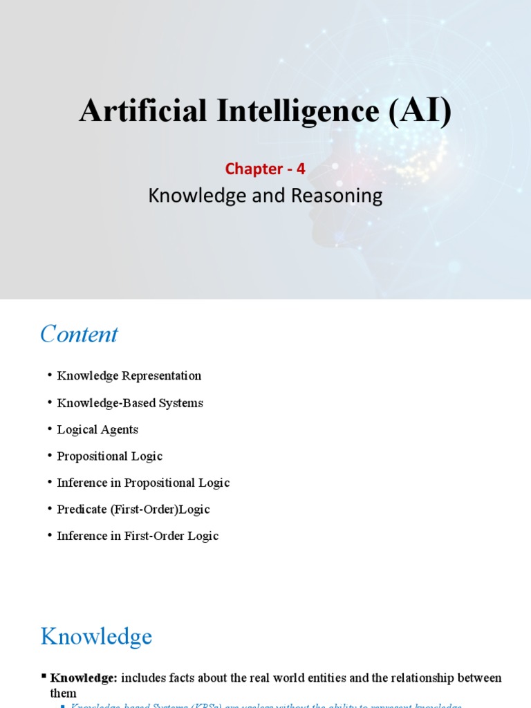 AI - Lecture ch-4 | PDF | Knowledge Representation And Reasoning | Logic