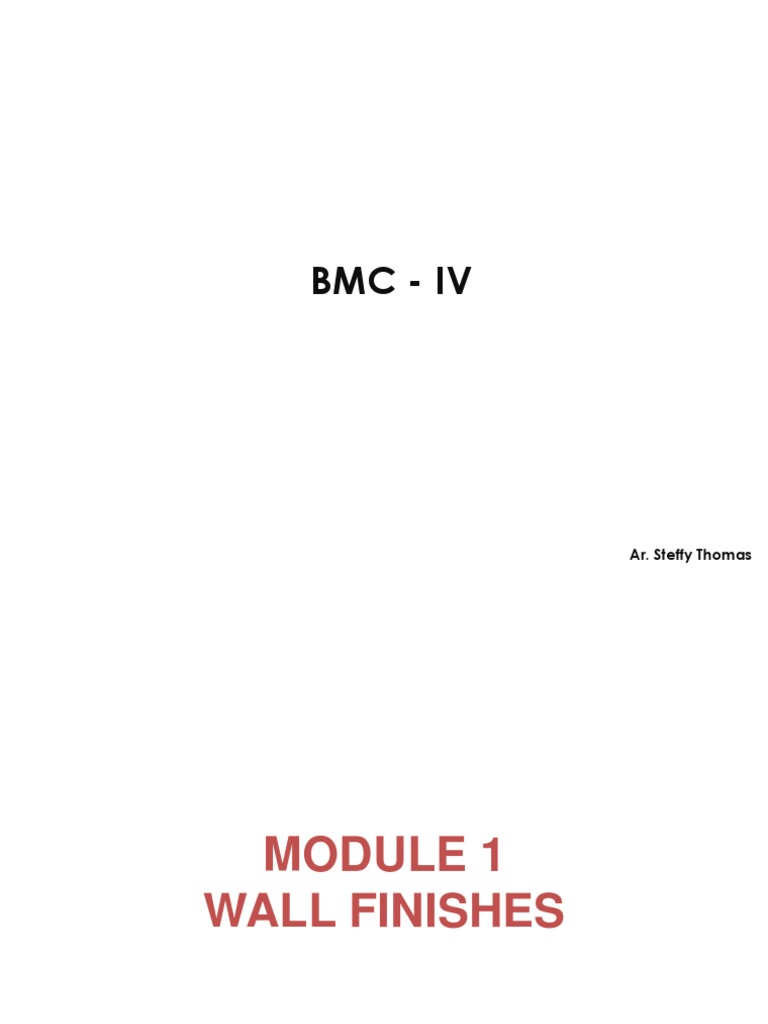 BMC IV - Wall and Floor Finishes - Series Exam 1 | PDF